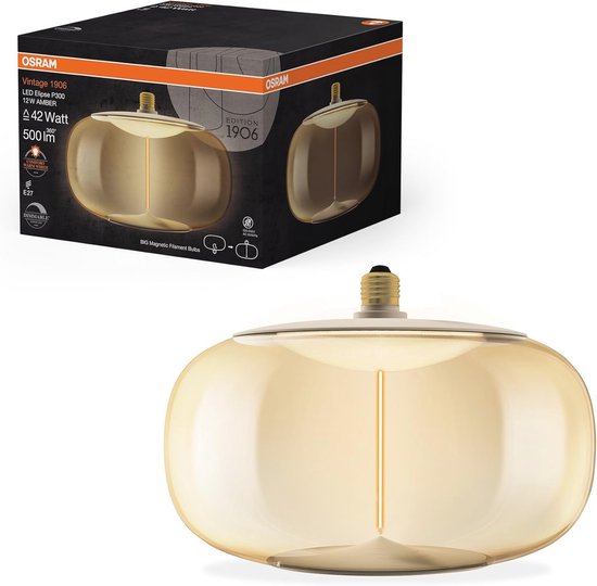 Dimbare LED-lamp met Filament, Ellipsvorm, 12W, 500lm, E27 Fitting ...