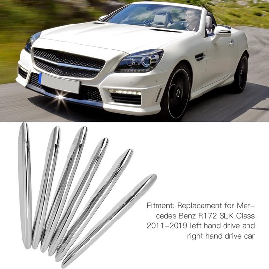 6 Stuks Auto Motorkap Vent Grille Cover Trim Chromen Accessoires Voor ...