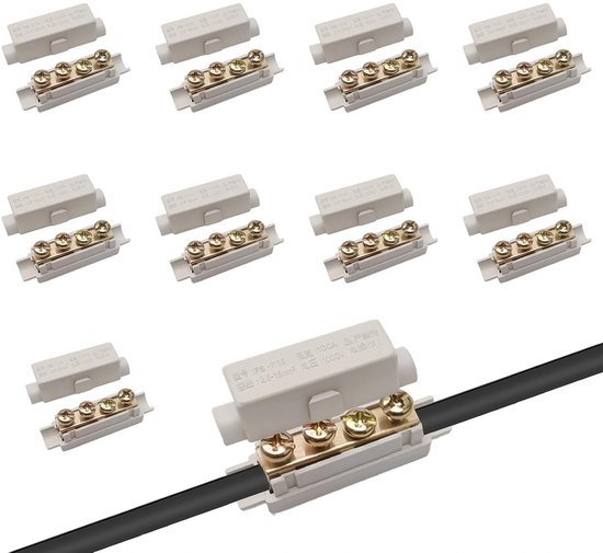 Verbindingsklemmen 10 stuks, messing geleiders, klemblok met ABS ...