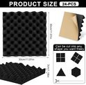 Panneaux Acoustiques Noir 24 Pièces – Mousse d'Isolation Phonique pour ...