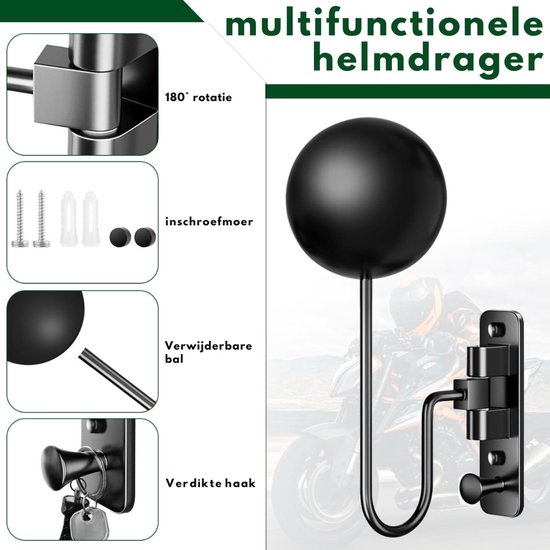 VIN® Helmhouder - Helm Houder - Helm Kapstok – 2 Pack - Helm Standaard ...