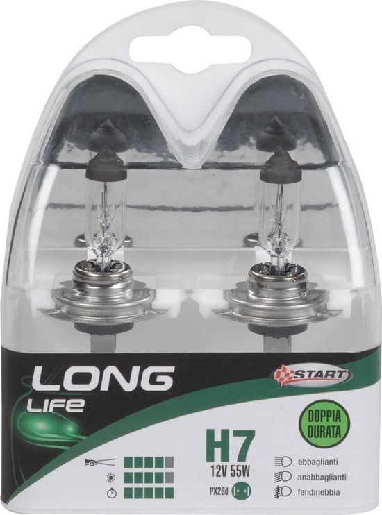 Set van 2 H7 12V 55W Autolampen met Verlengde Levensduur voor ...
