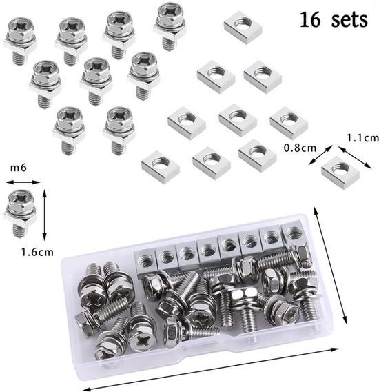 16 Sets M6 x 16 mm Vis de Batterie de Moto et Écrous - Serre-Bornes de ...