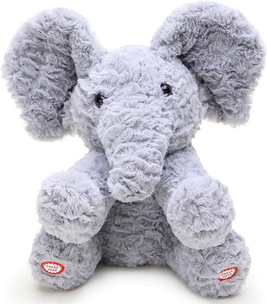 Interactief Knuisdier Olifant: Speelgoed met Zang en Bewegende Oren ...