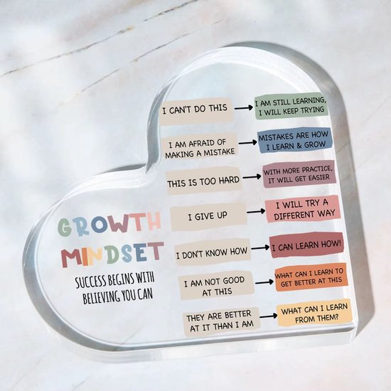 Growth Mindset Decor Acryl Hart – Inspirerende Mental Health Decoratie ...