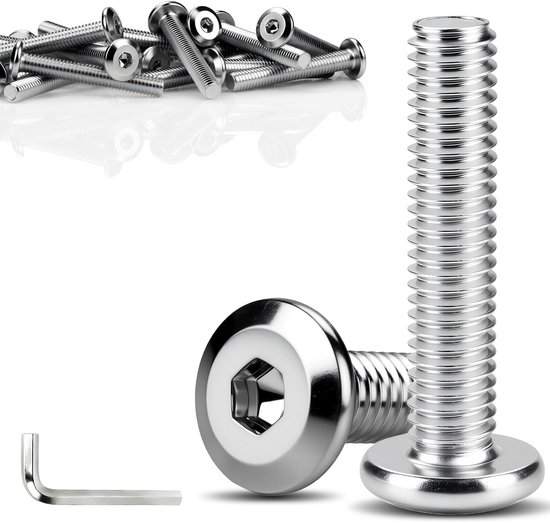 25x M8 Platte Kop Schroeven Set - Cilinderkop Schroeven met Inbus ...