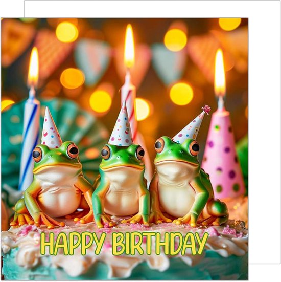 Vierkante Verjaardagskaart met Envelop - Grappige Kikker Humor | bol