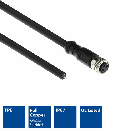 ACT Industrial 1,50 meter Sensor kabel M8A 3-polig female naar open end ...