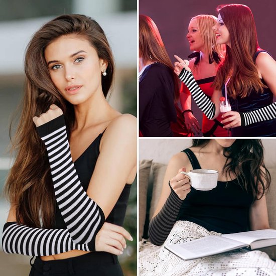 2 Paar Lange Gebreide Vingerloze Handschoenen voor Dames - Armwarmers ...