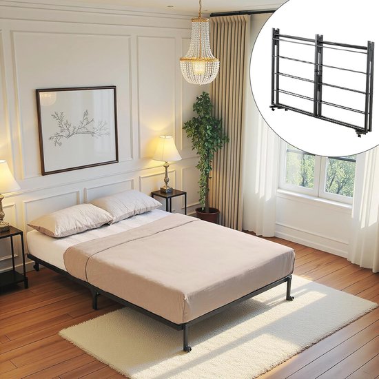 Opklapbed 140 x 200 cm met Wieltjes - Ruimtebesparend Tweepersoons Bed ...