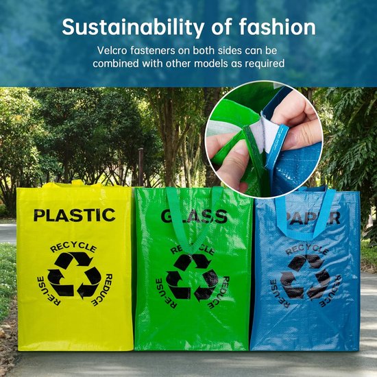 Waste Separation System - 3 Pack - Reusable Waste Bags voor Paper en ...