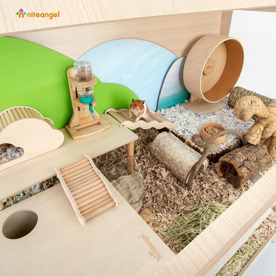 Hamsterkooi met schuine opening - MDF Aspen kooi voor Syriische ...