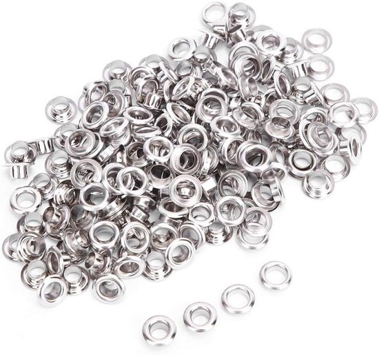 100 Stuks Dubbelzijdige Zilveren Oogjes met Pakking 5mm voor Lederen ...