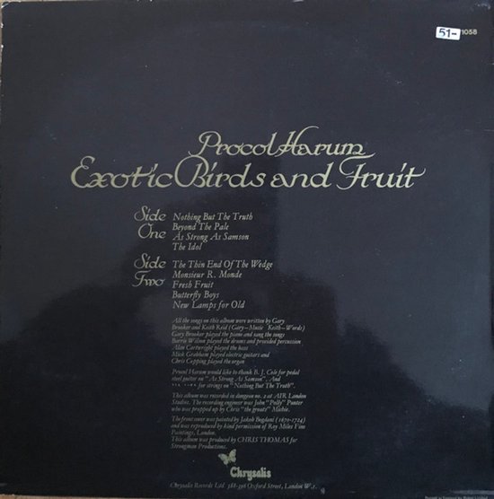 Procol Harum - Exotic Birds And Fruit - Chrysalis - LP import, Procol ...
