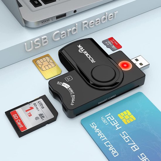 4-in-1 USB kaartlezer voor Smart SIM, SD en TF | bol