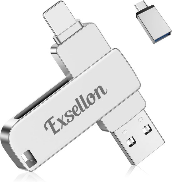 128GB 3-in-1 USB-stick voor Telefoon, Android, iPad en PC - Externe ...