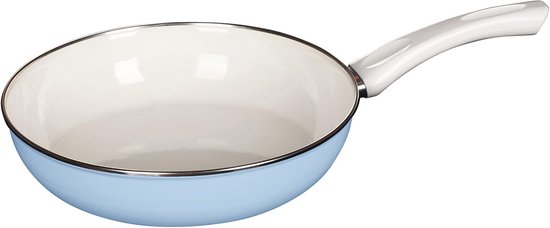 Keramische glazen pan pastelblauw 28 cm, klassieke emaille pan voor ...