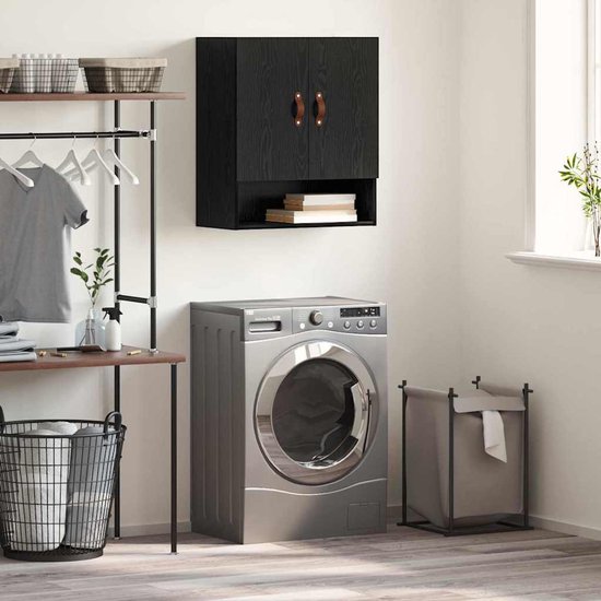 Wandkast | Hangkast | Muurkast | Opbergkast Zwart eiken 60 x 31 x 70 cm ...
