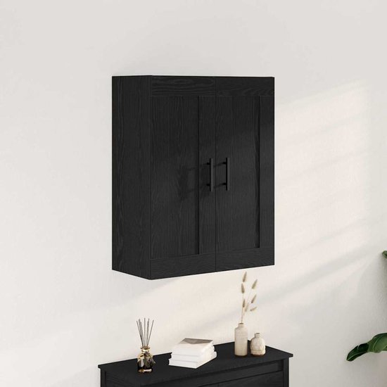 Wandkast | Hangkast | Muurkast | Opbergkast Zwart eiken 69.5 x 34 x 90 ...
