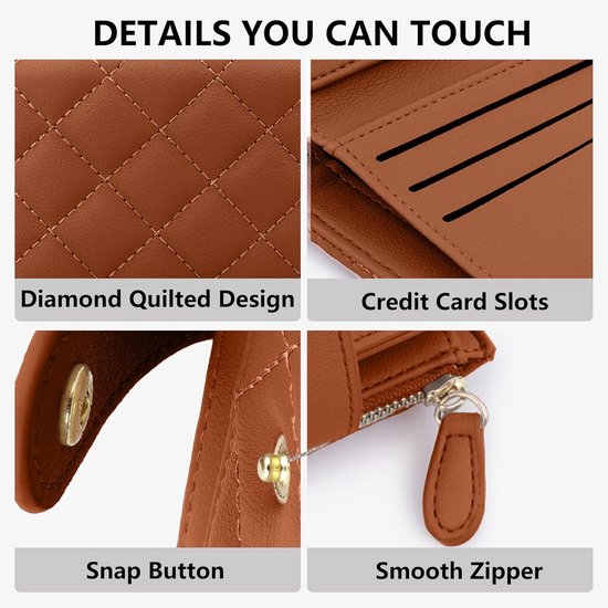 Dames Klein Leer Portemonnee - Opvouwbaar Met Ritssluiting & 6 ...