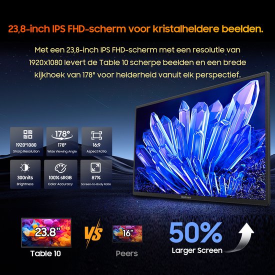 Blackview Table 10 Portable Monitor - 23,8 Inch Full HD Draagbare ...