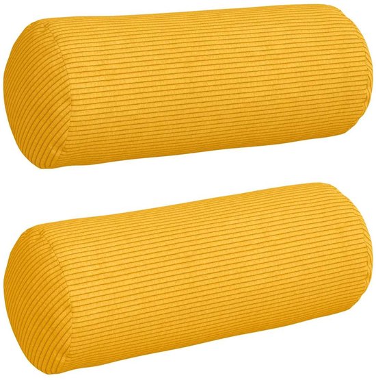 Bolster Kussens 2 stuks | Stoelkussen Lichtgeel 15 x 40 cm Cordstof | bol