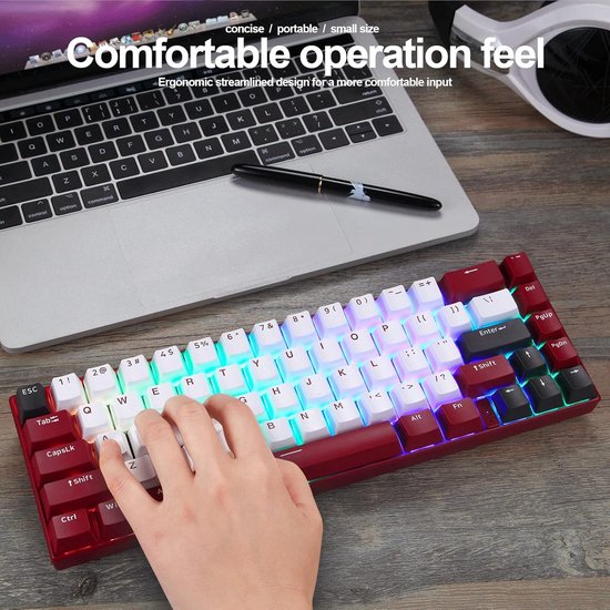 Compact 67-toets draadloos mechanisch toetsenbord - Rood | bol
