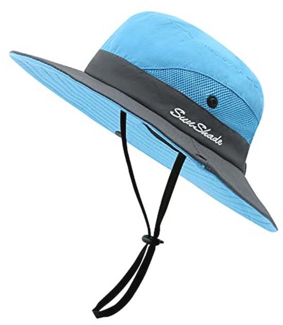 Dames Zonnehoed met UV Bescherming - Vouwbare Buitenhoed met Brede Brim en Mesh voor... | bol