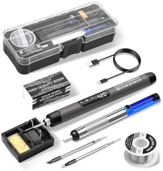 Draadloze Soldeerbout Set met Instelbare Temperatuur, 3 Soldeertips ...