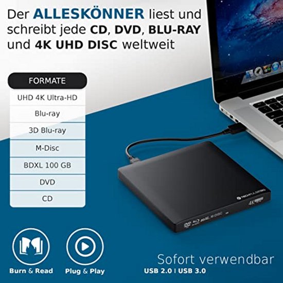 UHD 4K 3D Externe M-Disc BDXL USB 3.0 USB-C Drive Burner - Slim BD DVD ...