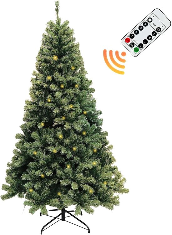 210 cm groene kunstkerstboom van PVC met afneembare 250LED-lichtjes en ...