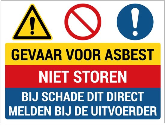 Niet storen gevaar voor asbest sticker - 40 x 30 cm | bol