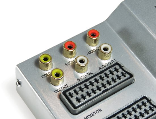 SCART switch box - 3-voudig - in metalen behuizing - met RCA audio ...