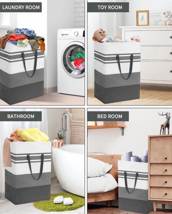 Stunq® Pakket van 2 opvouwbare wasmanden, 75 liter wasmand, slanke ...