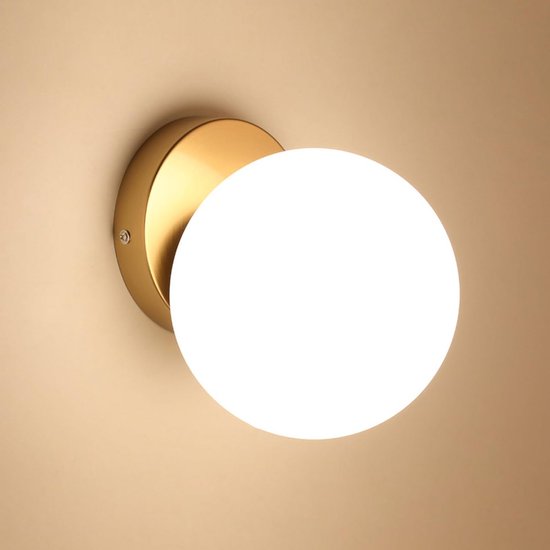 Moderne Wandlamp E27 met Gouden Fitting en Glazen Bol - Sfeer ...