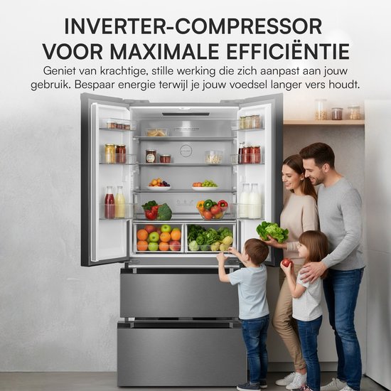Heinner HCFD-M516INVXE++ French Door Amerikaanse Koelkast – 516 L – No ...