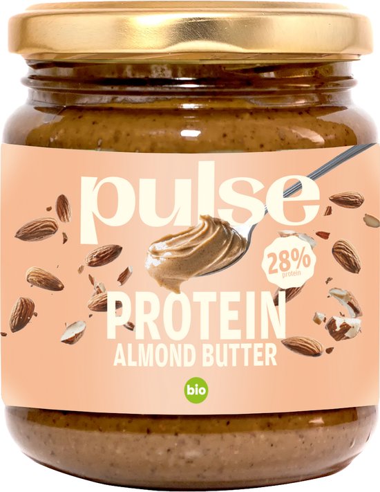 Pulse Protein - Biologische amandelboter met eiwitten 350 g (28 % eiwit ...