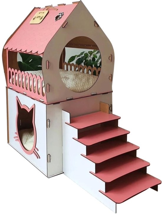 Kattenhuis XL Roze/Pink Kattenhut Kattenbed Kattenhol Dierbenodigdheden ...