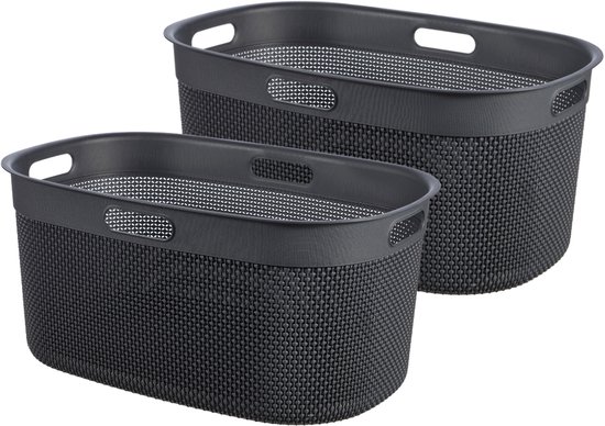 Curver Filo Wasmand - 45L - Set van 2 stuks - Antraciet | bol
