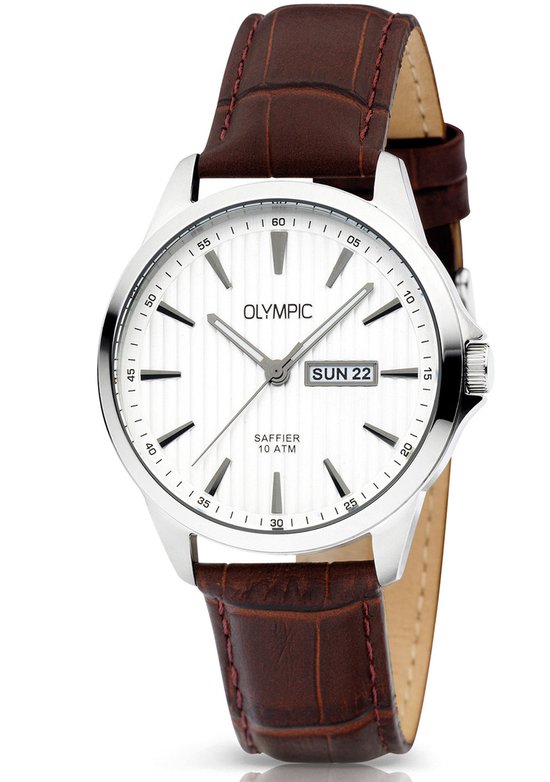 Olympic OL26HSL077 JOHN Horloge - Staal - Leer - Zilver | bol