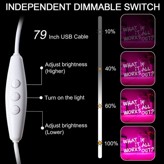 Panneau Néon Rose Gradable 'What If It All Works Out' pour Décoration ...