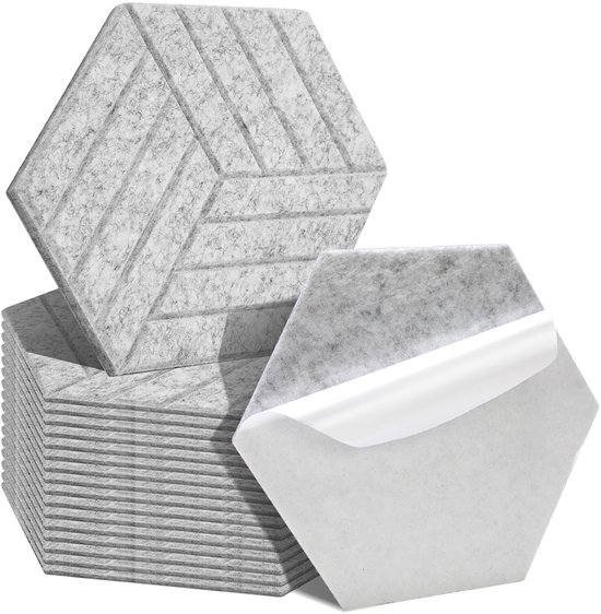 18 stuks Akoestische panelen Hexagon streepje Wandpanelen ...