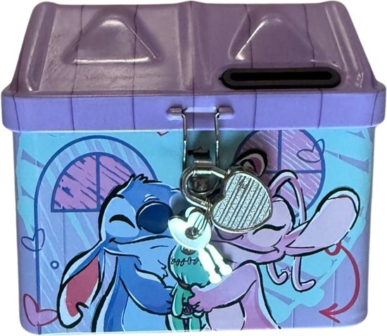 Disney Stitch Spaarpot met Slot & Sleutels – Metalen Kinder Spaarblik ...