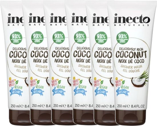 Inecto - Coconut Shower Wash - 6 pak - Hydraterend - Tropische Geur ...
