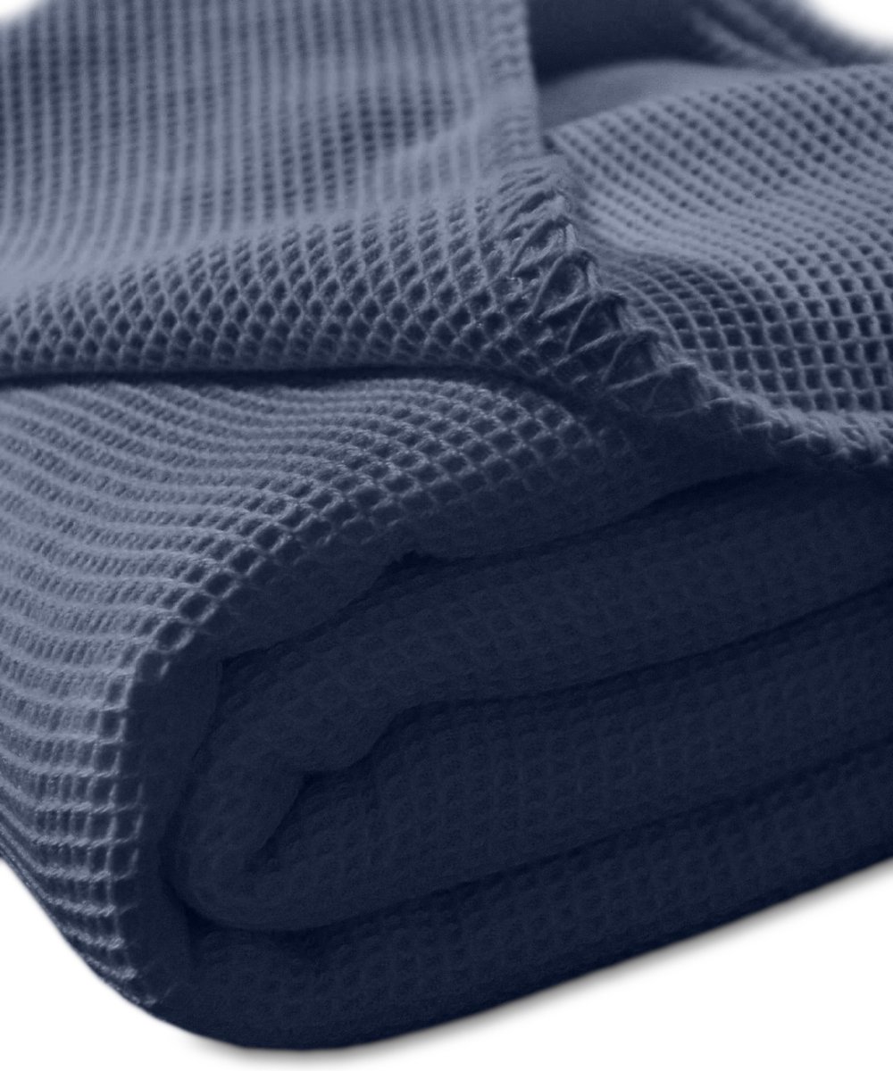 Kneer – Plaid – Wafeldeken – Bedsprei – Marine Blauw – 150x210 | bol.com