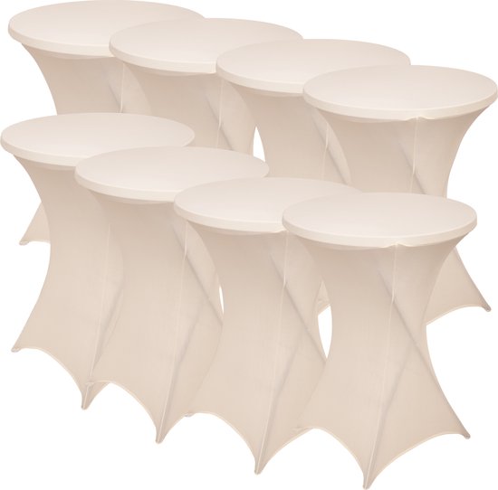 Statafelrok Beige x 8 – ∅80-85 x 110 cm – Stretch 8 stuks – Tafelrok voor Statafel –... | bol.com