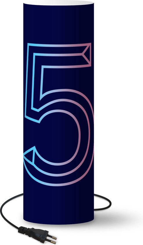 Lampe Numéro 5 - Illustration 3D de 5 - 50 cm de haut - Ø16 cm - Lampe ...