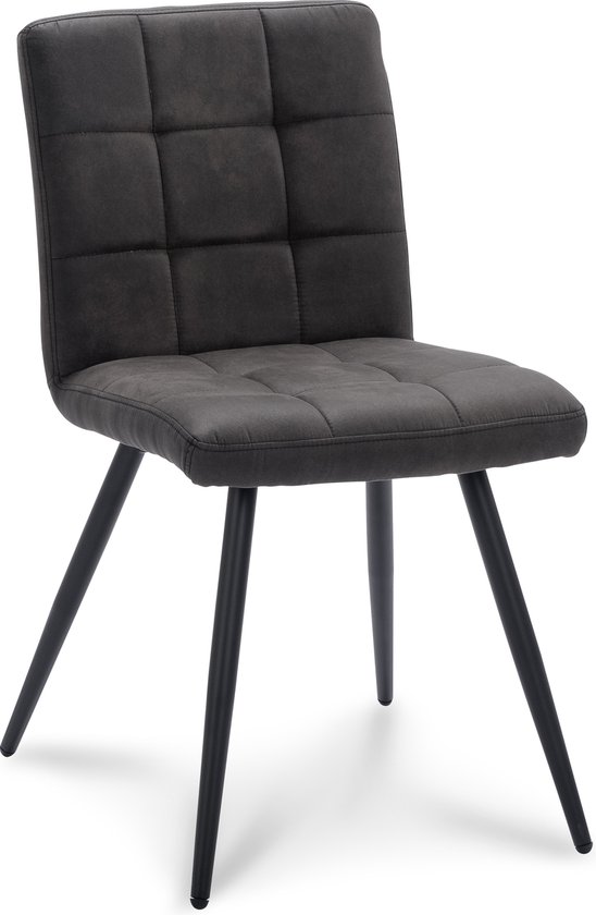 Icon Living - Eetkamerstoel - Tobi - Stof - Antraciet - set van 2 | bol.com