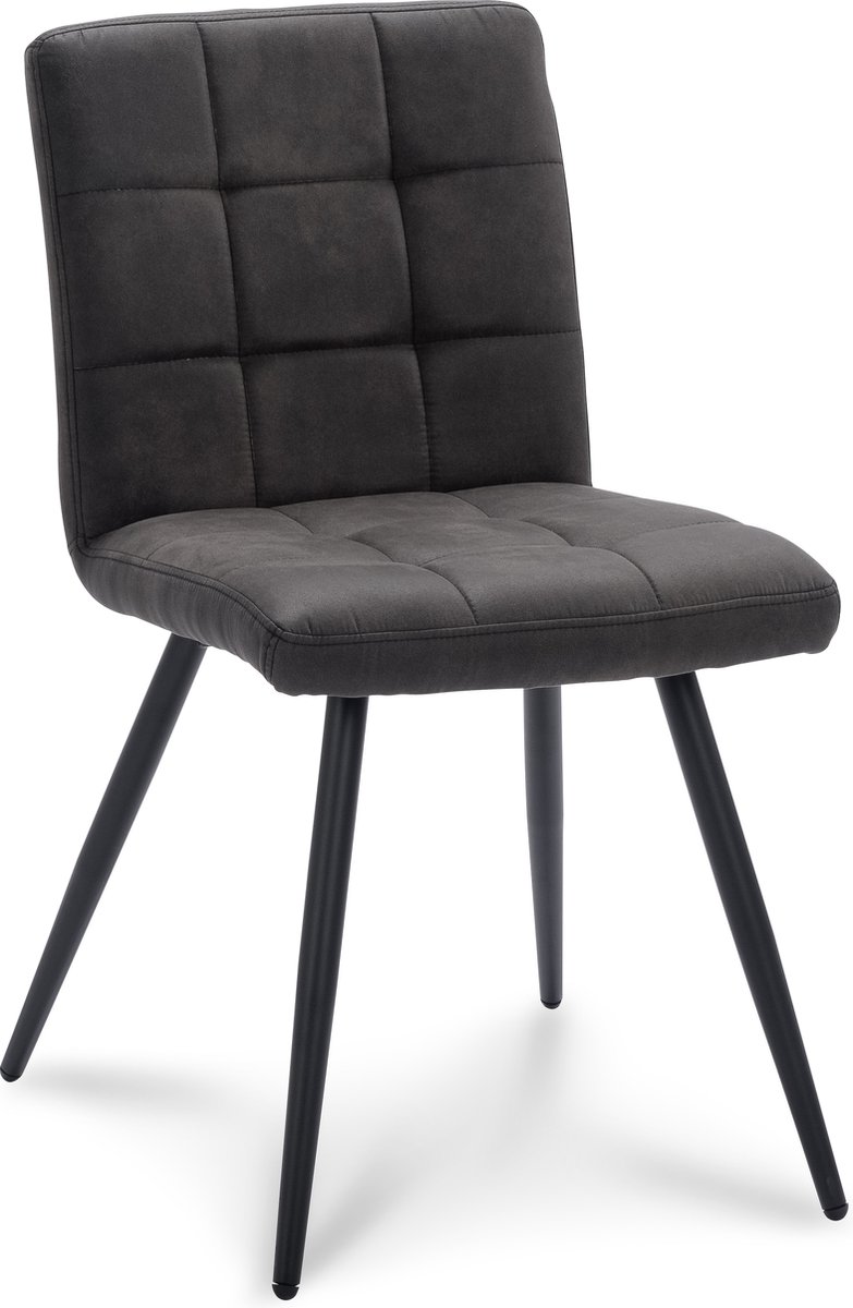 Icon Living - Eetkamerstoel - Tobi - Stof - Antraciet - set van 2 | bol.com