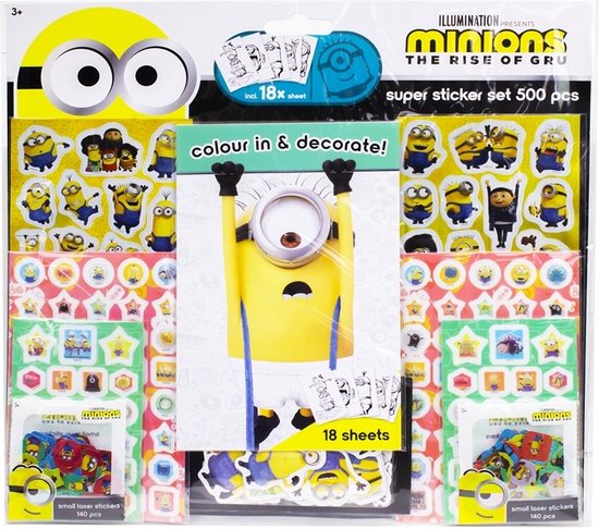 Minions Rise of Gru - MEGA PACK XXL Stickers 39x42cm - 500 Stuks incl ...